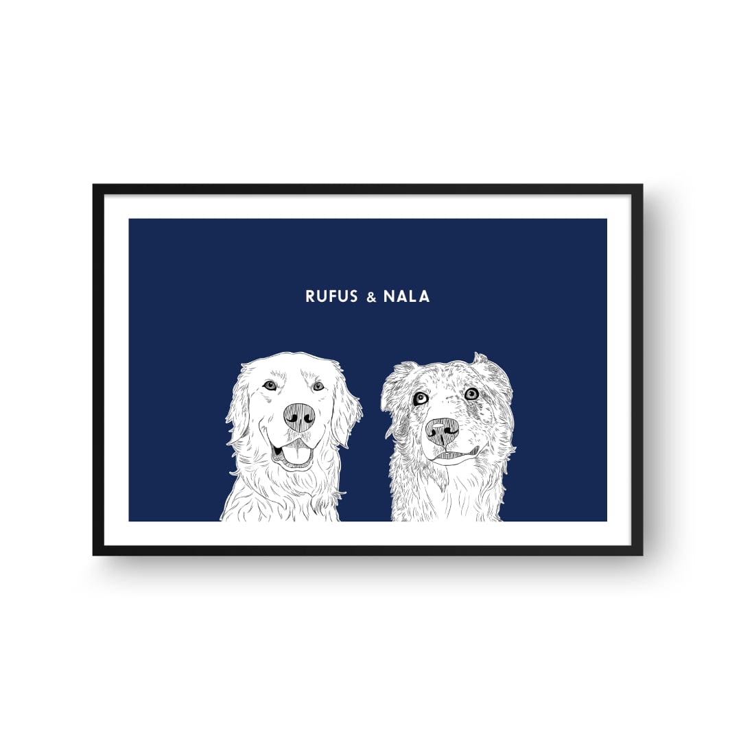 Customized Pet Illustration for Two Pets - Crown and Paw – Crown & Paw