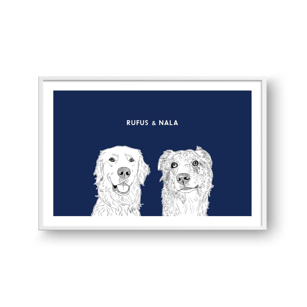 Customized Pet Illustration for Two Pets - Crown and Paw – Crown & Paw