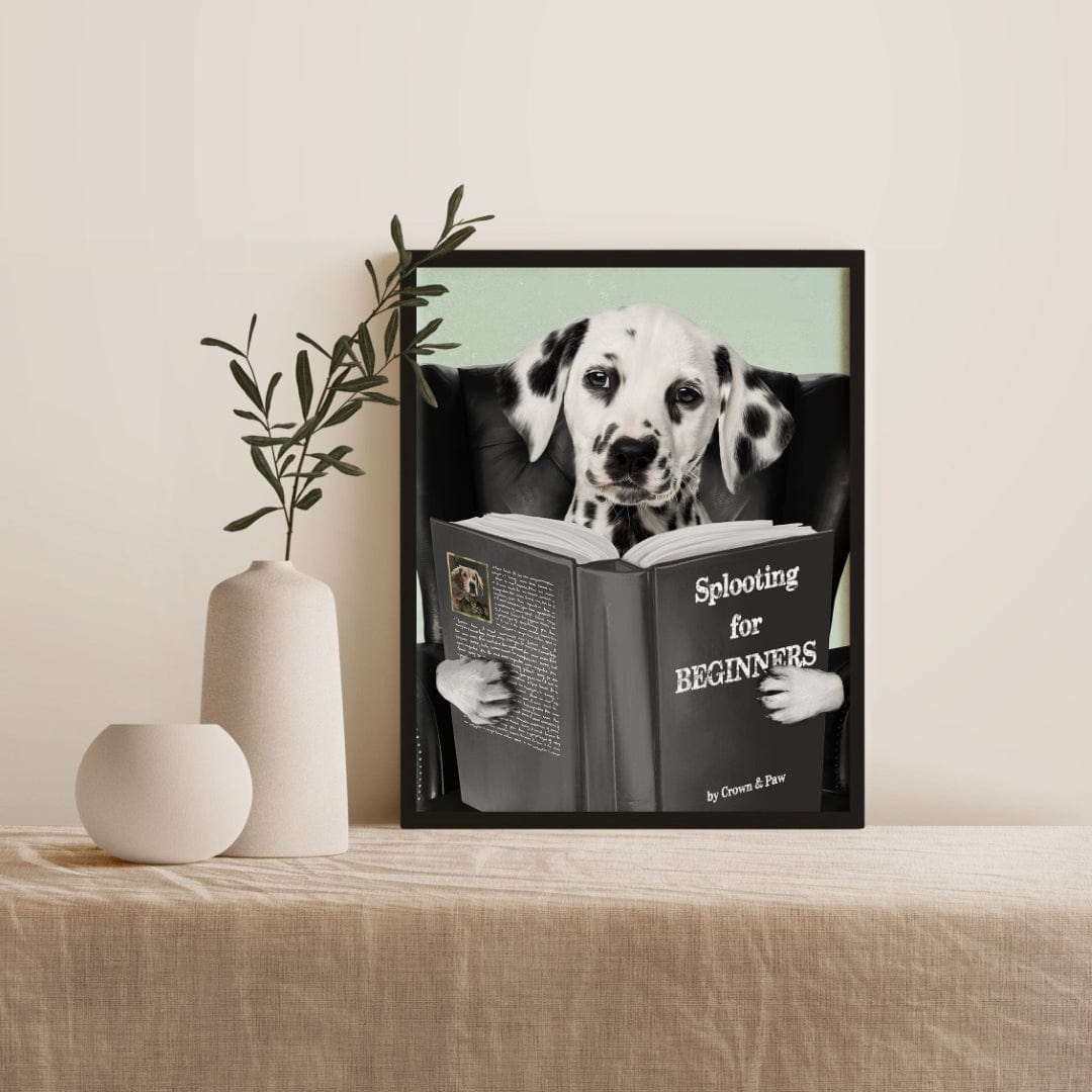 Custom Pet Portrait Reading a Book - Framed Poster - Crown and Paw ...